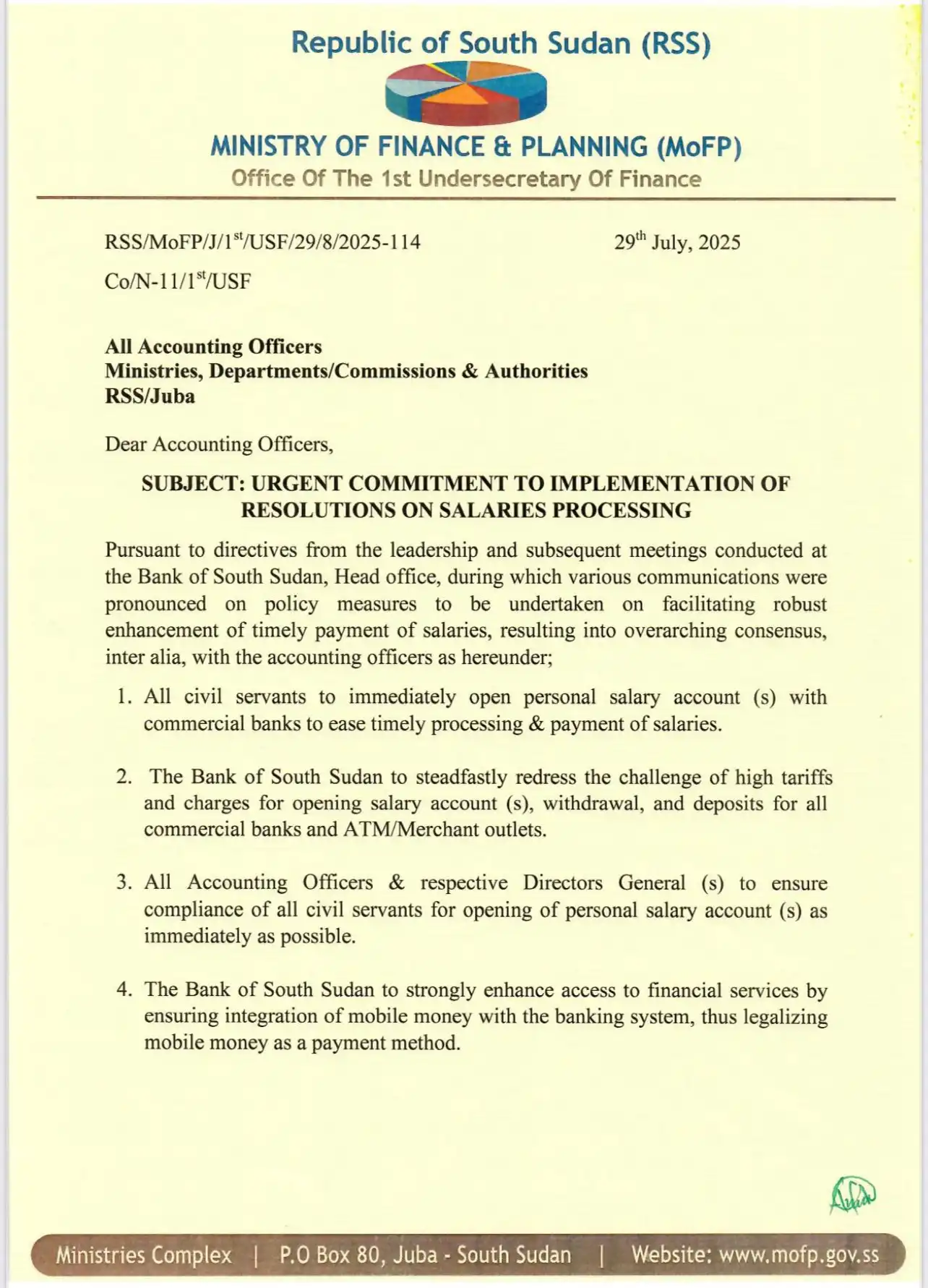 Ministry of Finance Announces Plan for Timely Salary Payments – Access ...